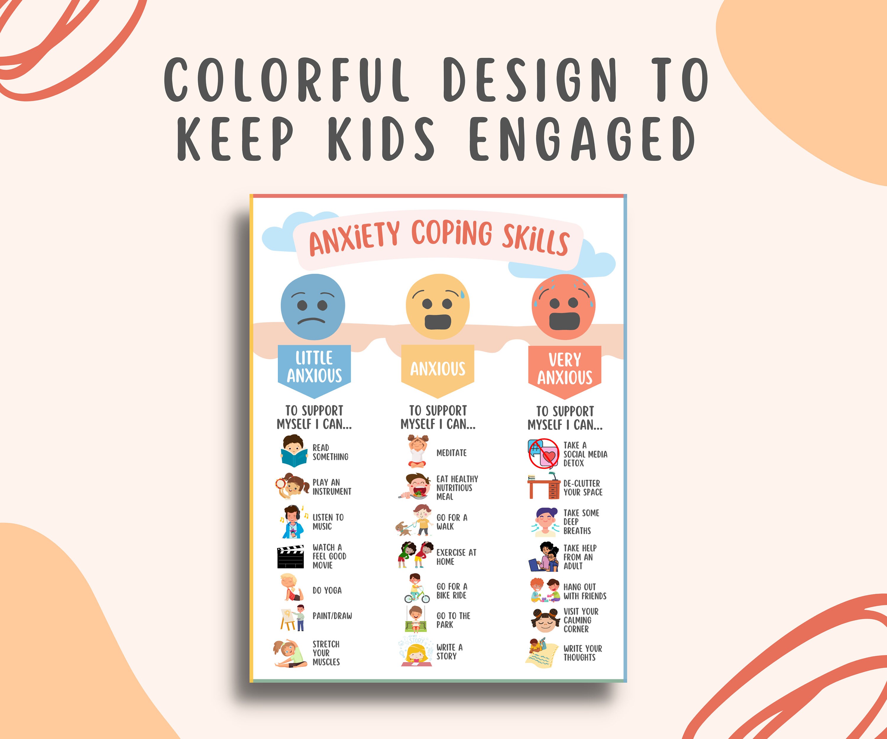 21 Anxiety Coping Skills Handout for Teens Kids Grounding - Etsy