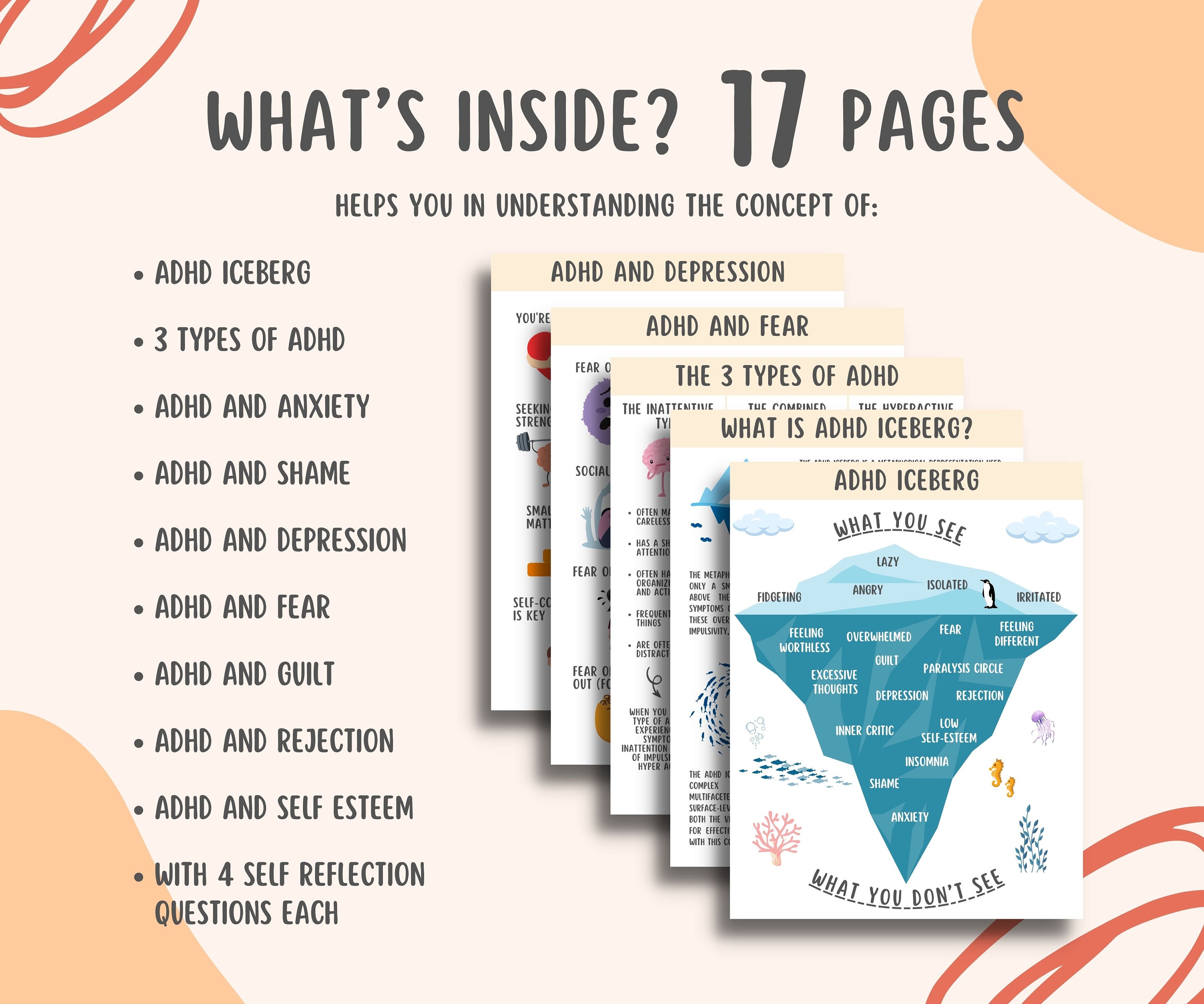 17 ADHD Iceberg Worksheets, Attention Deficit Hyperactivity Disorder ...