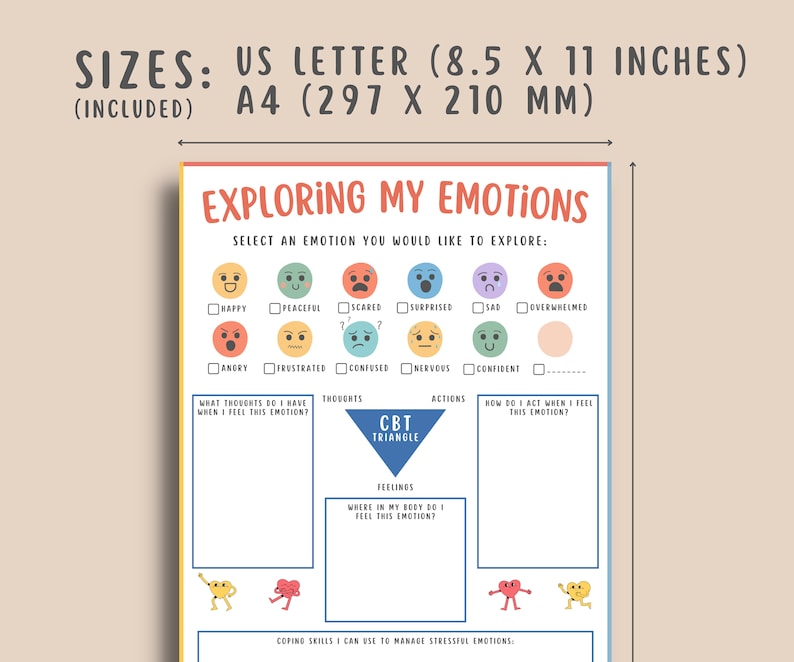 Feelings/emotions Check in CBT Worksheet for Teens & Kids - Etsy