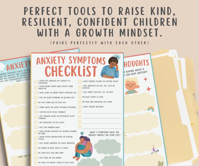 Anxiety Symptoms Checklist Worksheet for Kids Teens Children - Etsy