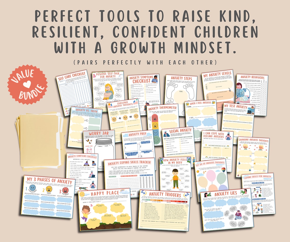 25 Anxiety Worksheets Bundle for Kids & Teens Mental Health - Etsy