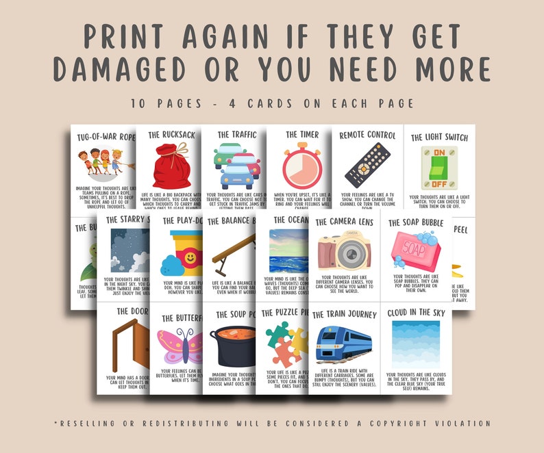 40 Acceptance Commitment Therapy Metaphor Cards, ACT Flashcards, ACT ...