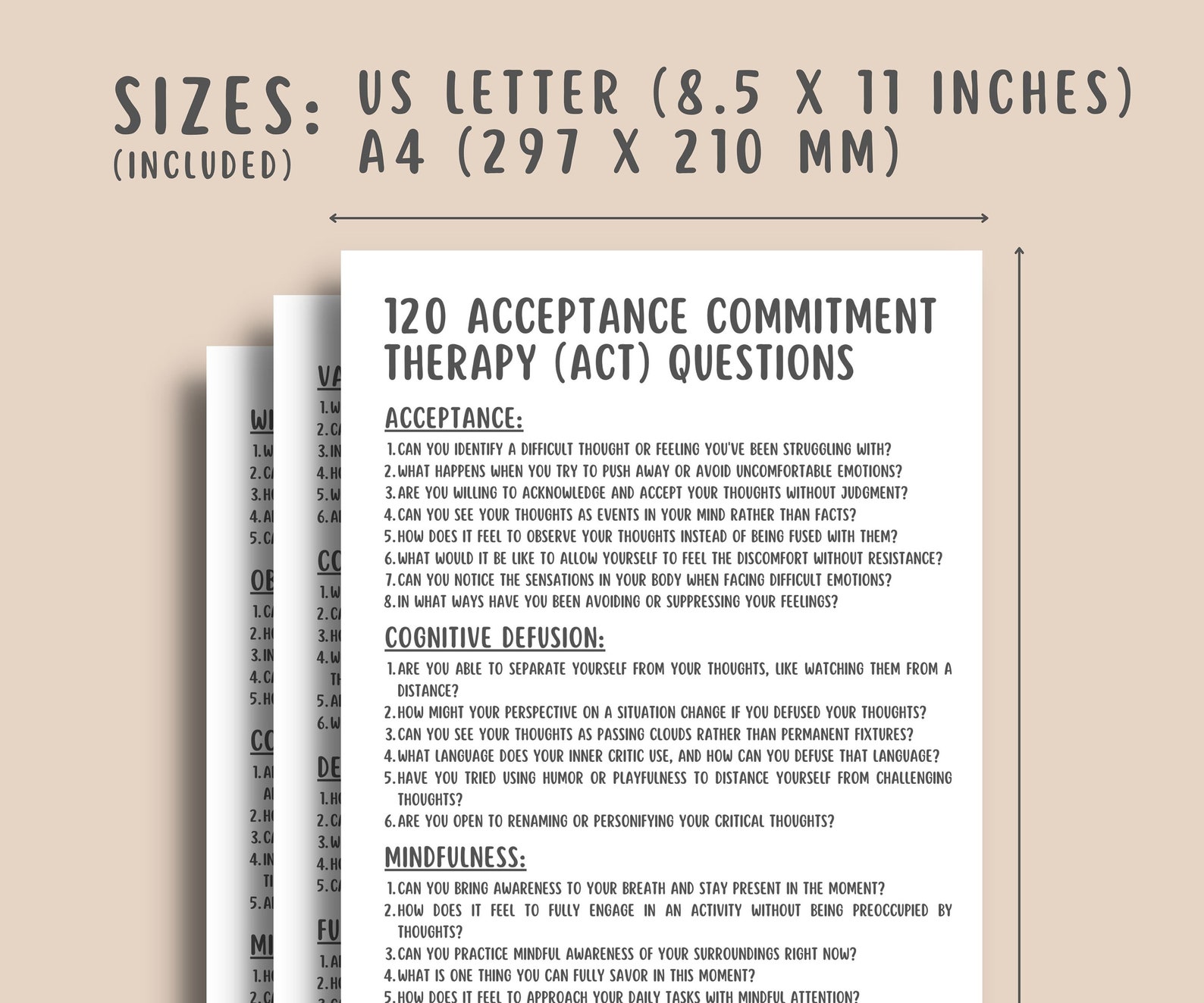 Acceptance and Commitment Therapy, 120 ACT Questions, Counseling ...