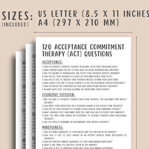 Acceptance and Commitment Therapy, 120 ACT Questions, Counseling ...