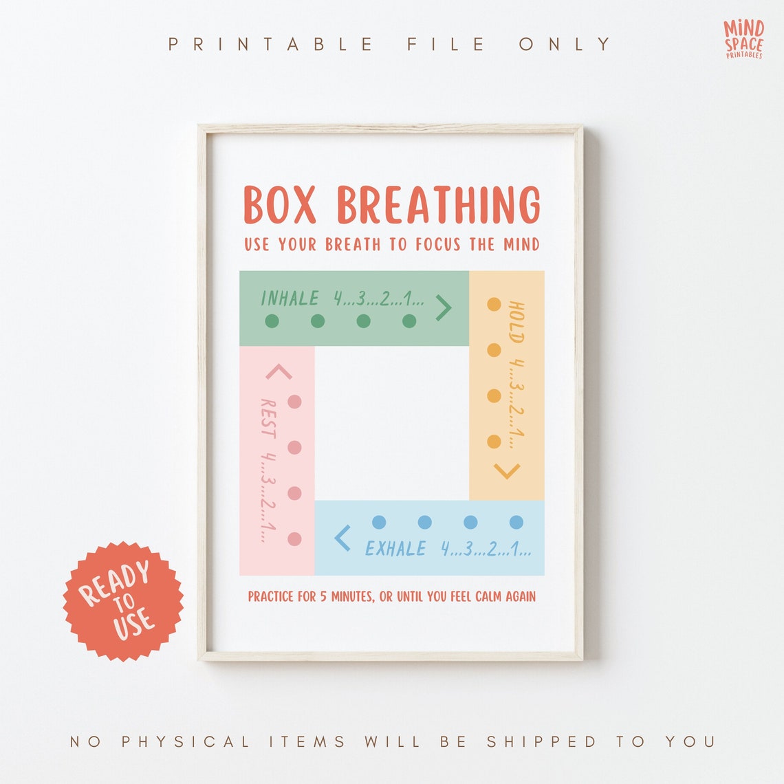 Box Breathing Technique Breathing Poster Mental Health - Etsy