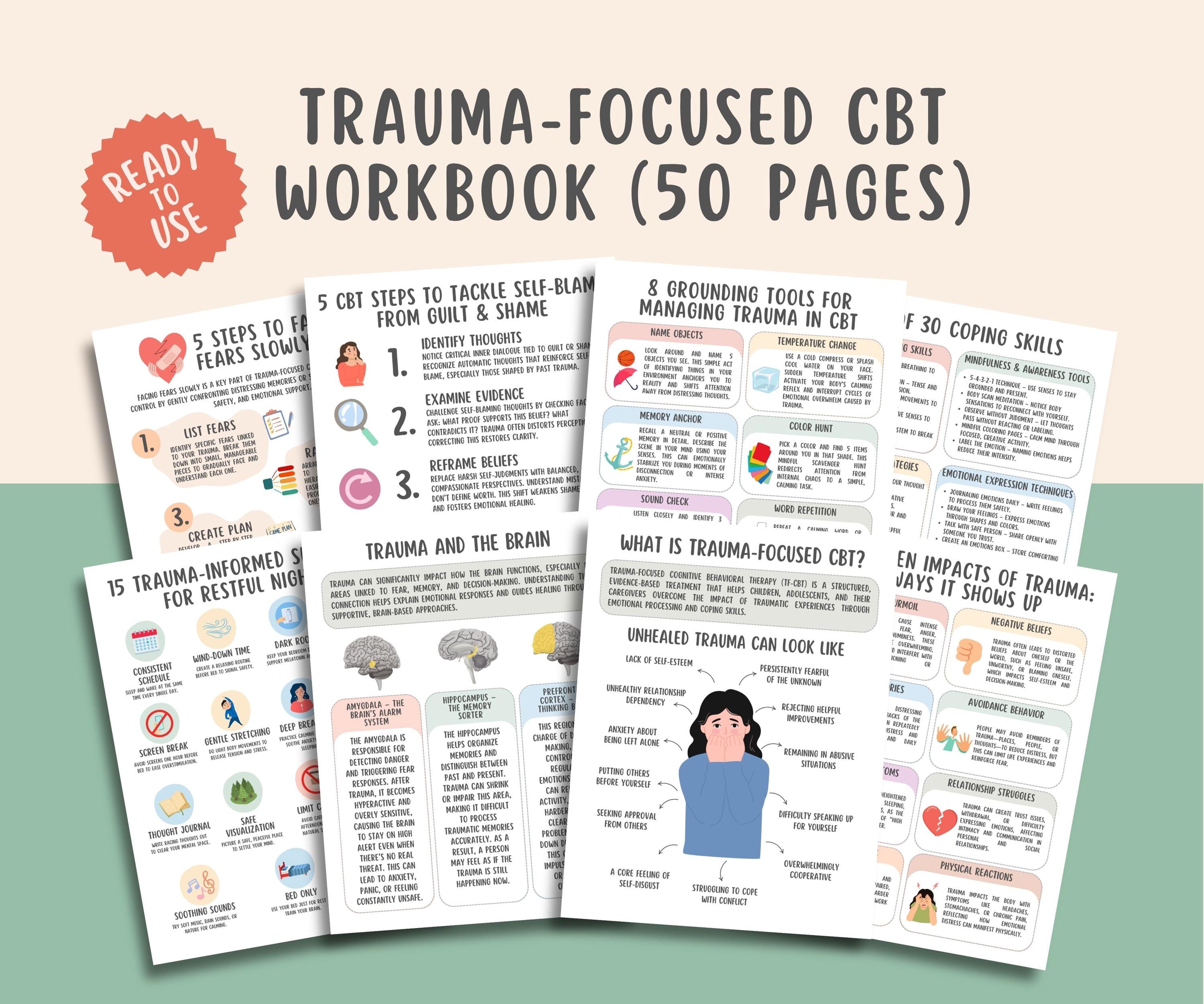 Trauma-focused CBT Workbook (50 Pages), Mental Health Worksheets ...