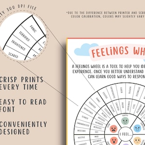 Coloring Feelings Wheel Printable for Kids & Teens, Emotions Wheel ...