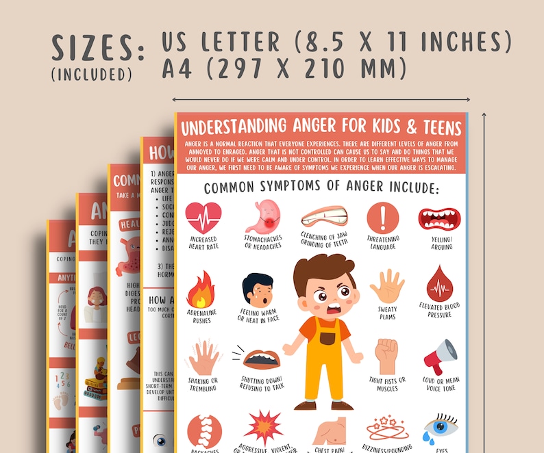 Anger Management Coping Skills for Kids Teens 7 Pages - Etsy