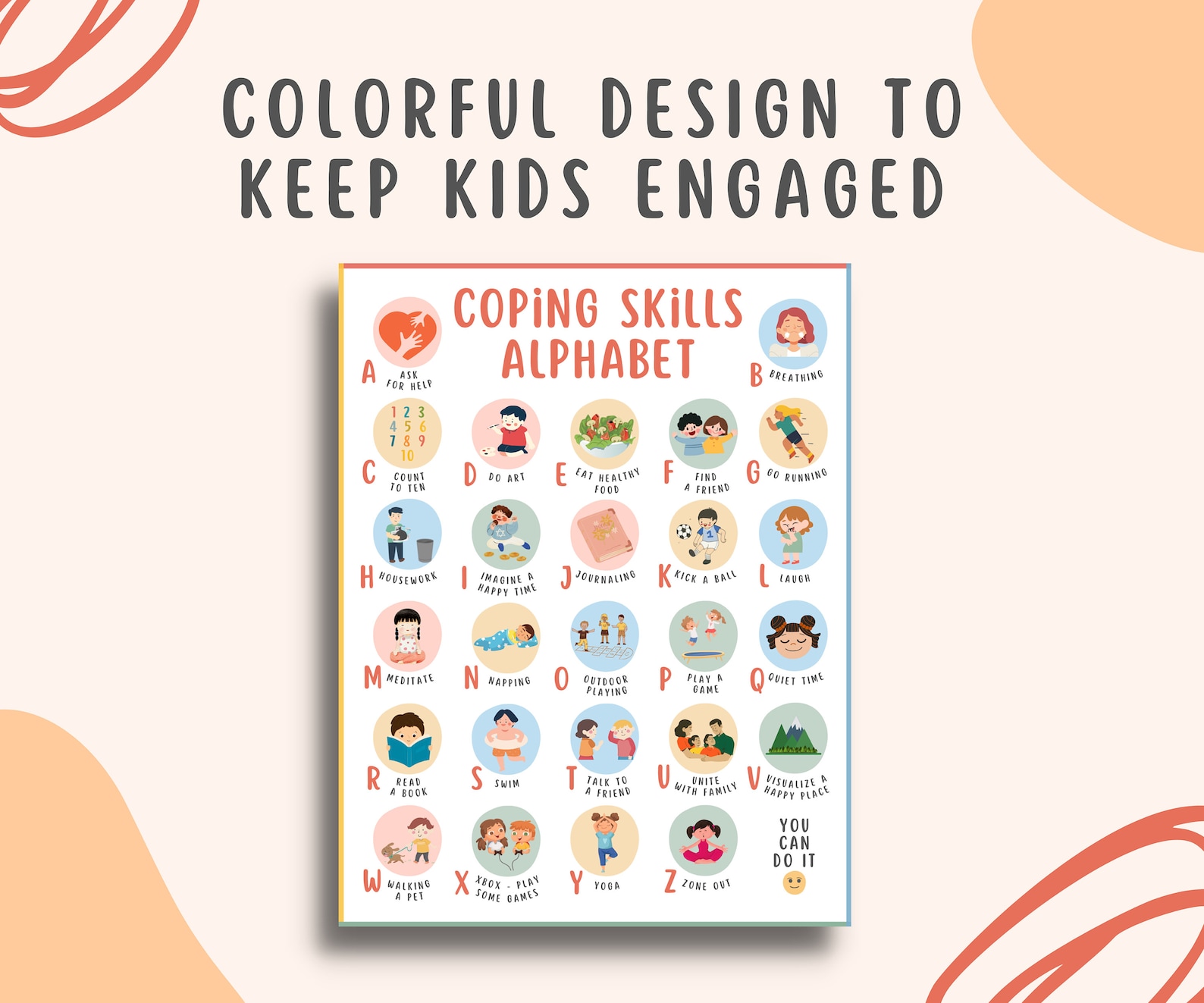 Alphabet Coping Skills for Kids Teens, Grounding Techniques, Social ...