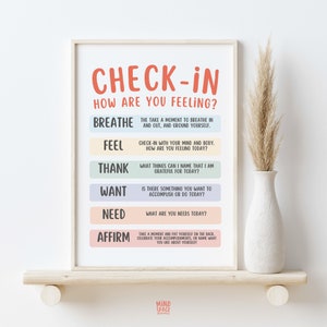 Feelings Check in Poster, Check in Therapy Office Decor, Therapist ...