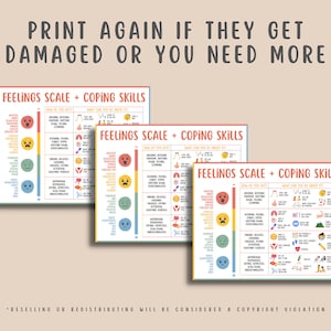 Feelings Coping Skills for Teens & Kids, Emotions Scale Chart, Children ...
