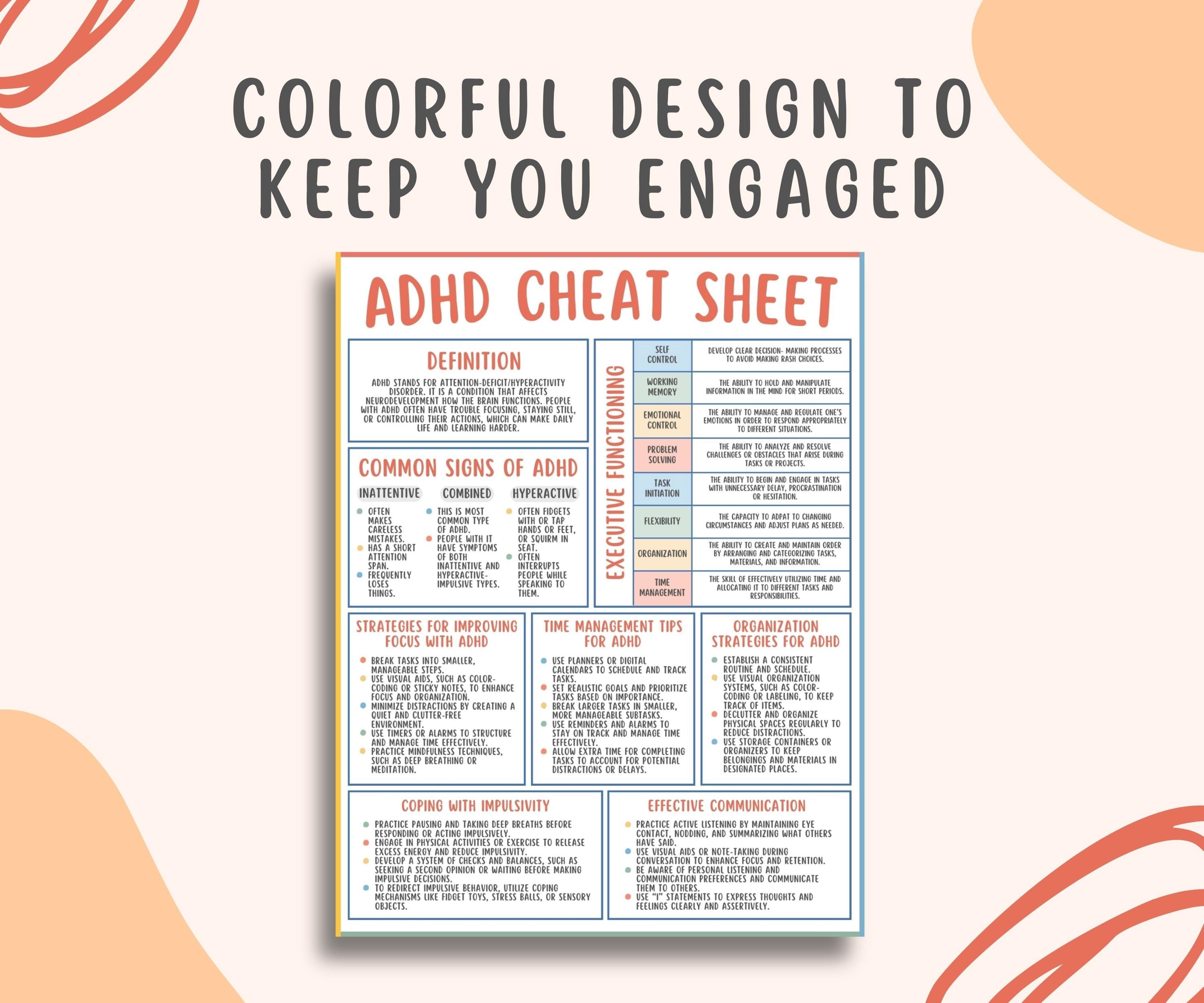ADHD Cheat Sheet, Attention Deficit Hyperactivity Disorder Resources ...