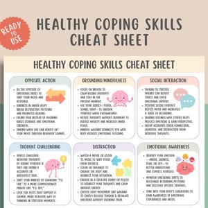 Healthy Coping Skills Cheat Sheet, Calm Down Corner Print, Anxiety Tool ...
