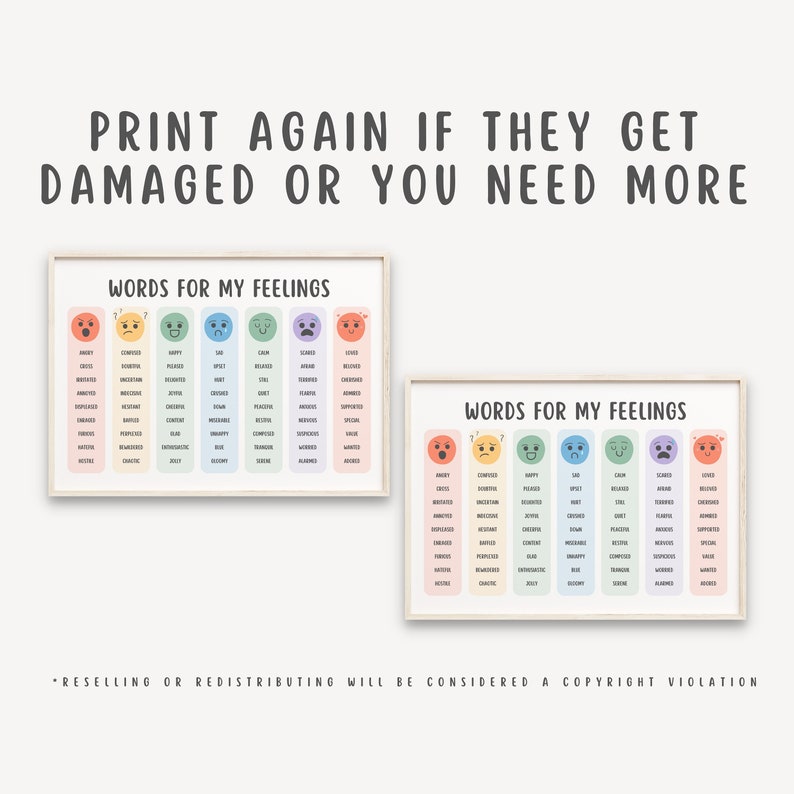 63 Words for My Feelings Poster, Emotion Chart Kids Teens, Calming ...
