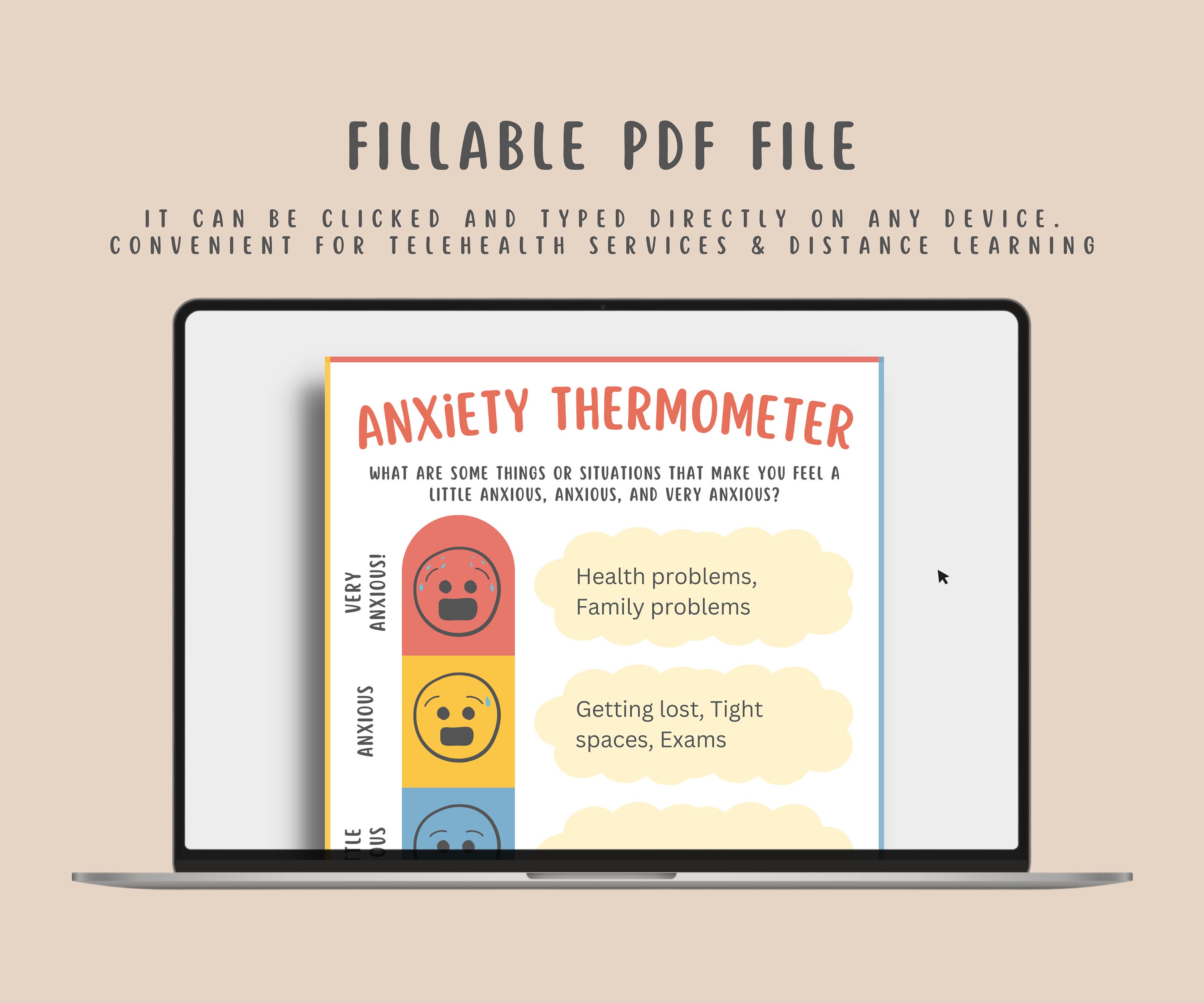 Anxiety Thermometer Worksheet for Kids and Teens, Help Children With ...