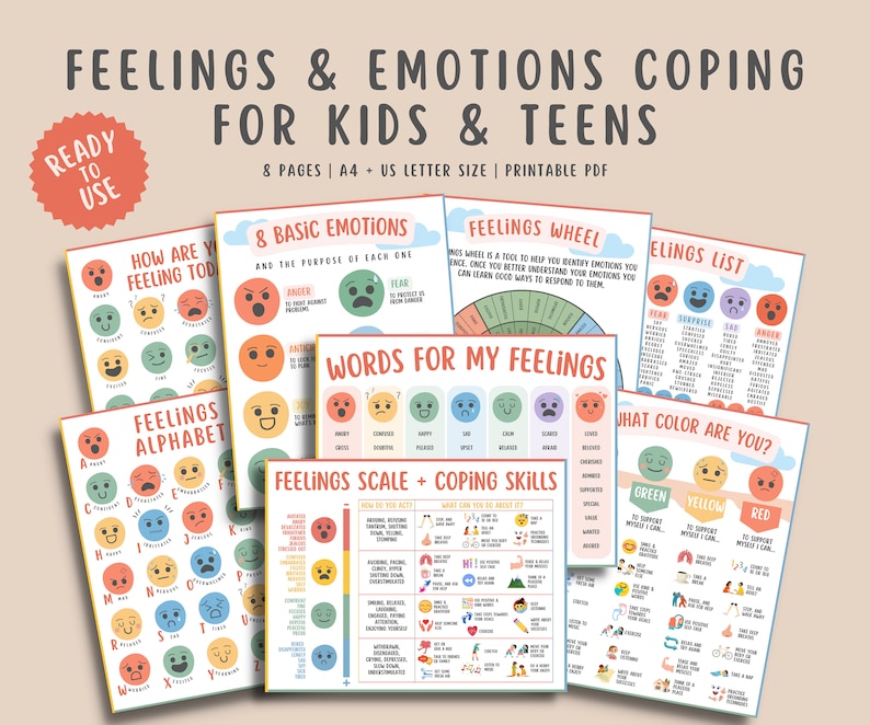 Feelings Emotions Coping Skills Bundle Set for Teens Kids 8 - Etsy