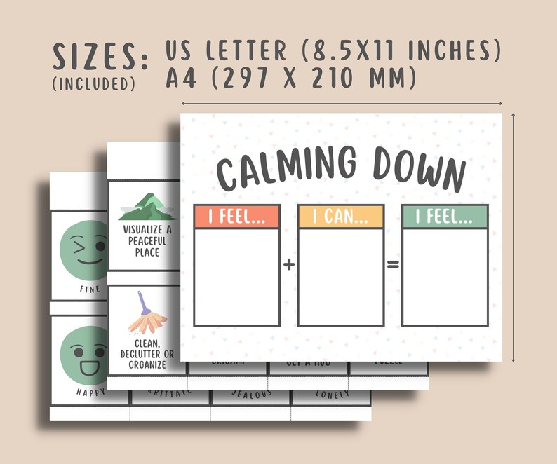 Calm Down Corner Activity for Kids Teens, Calming Corner Printable ...