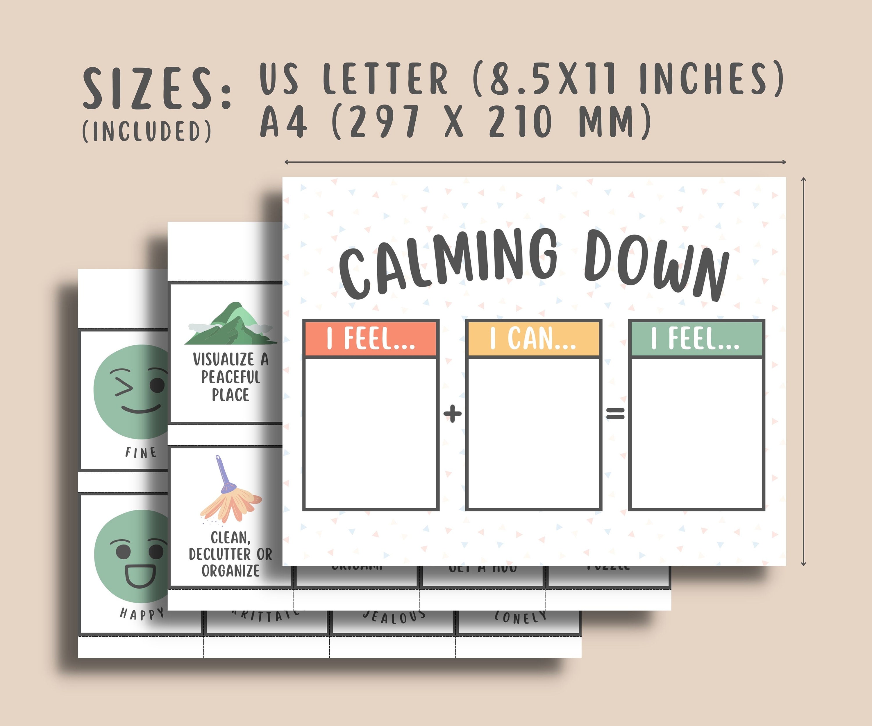 Calm Down Corner Activity for Kids Teens, Calming Corner Printable ...
