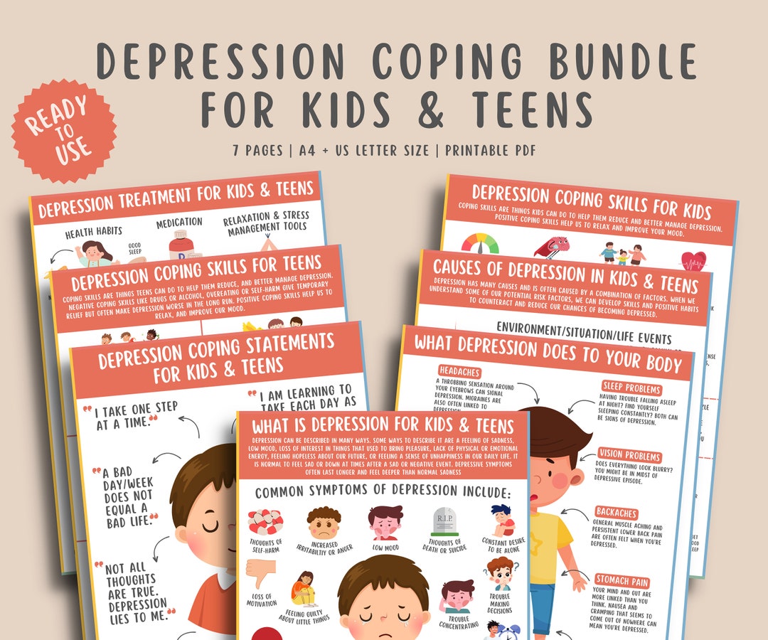 Depression Coping Skills Handout Bundle for Kids & Teens (7 Pages ...