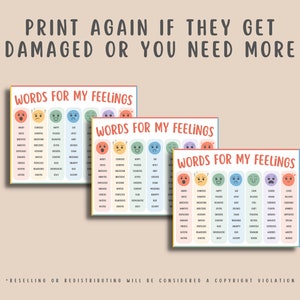 Words for My Feelings Poster Handout, Emotion Chart Kids Teens, Calming ...