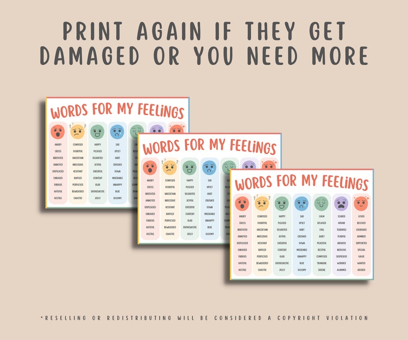 Words for My Feelings Poster Handout Emotion Chart Kids - Etsy