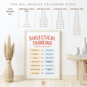 Dialectical Thinking Poster, DBT Poster, Therapy Wall Art, Therapist ...