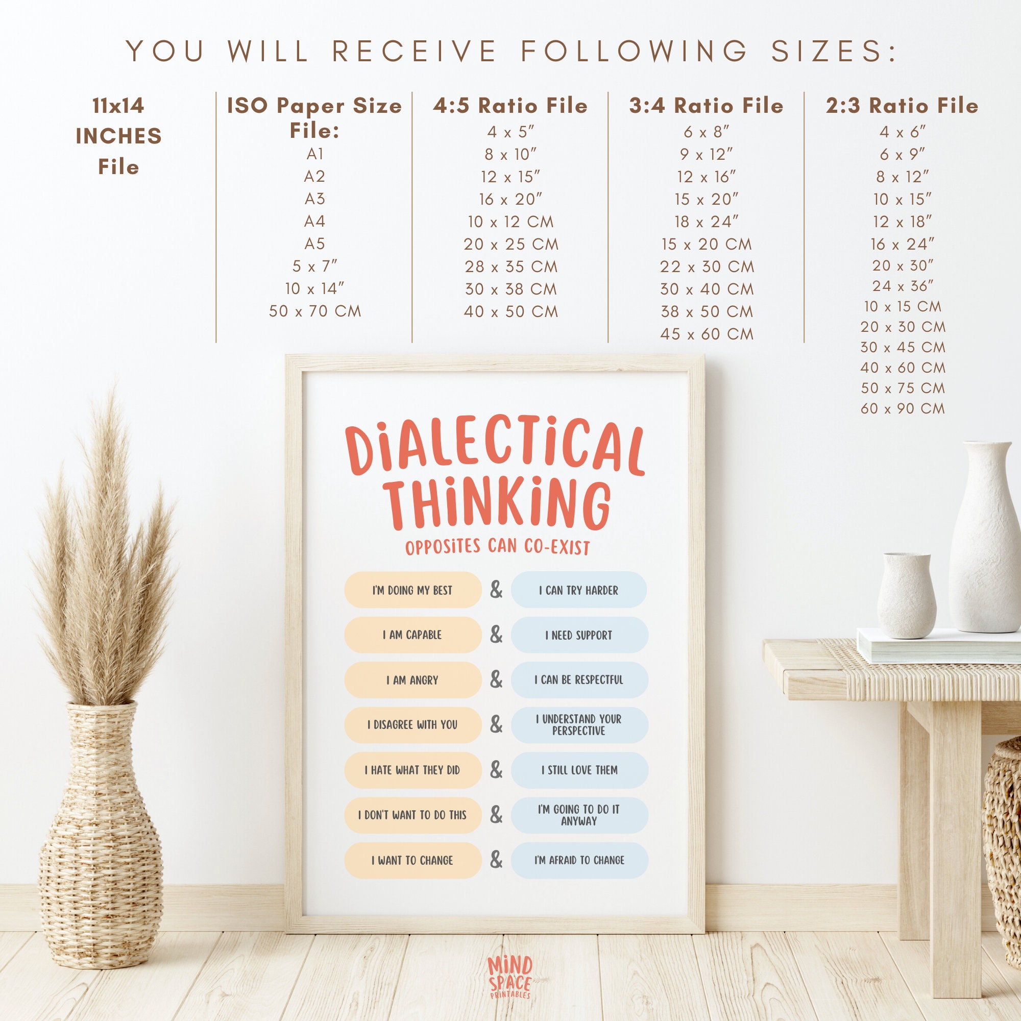 Dialectical Thinking Poster, DBT Poster, Therapy Wall Art, Therapist ...