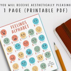 Feelings Alphabet Chart for Kids, Emotions Poster for Toddlers ...