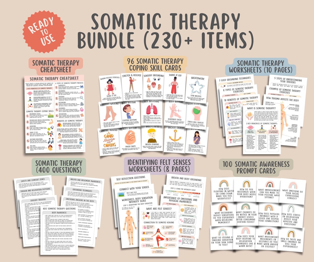 Somatic Therapy Coping Bundle (230+ Items) Identifying Felt Senses ...