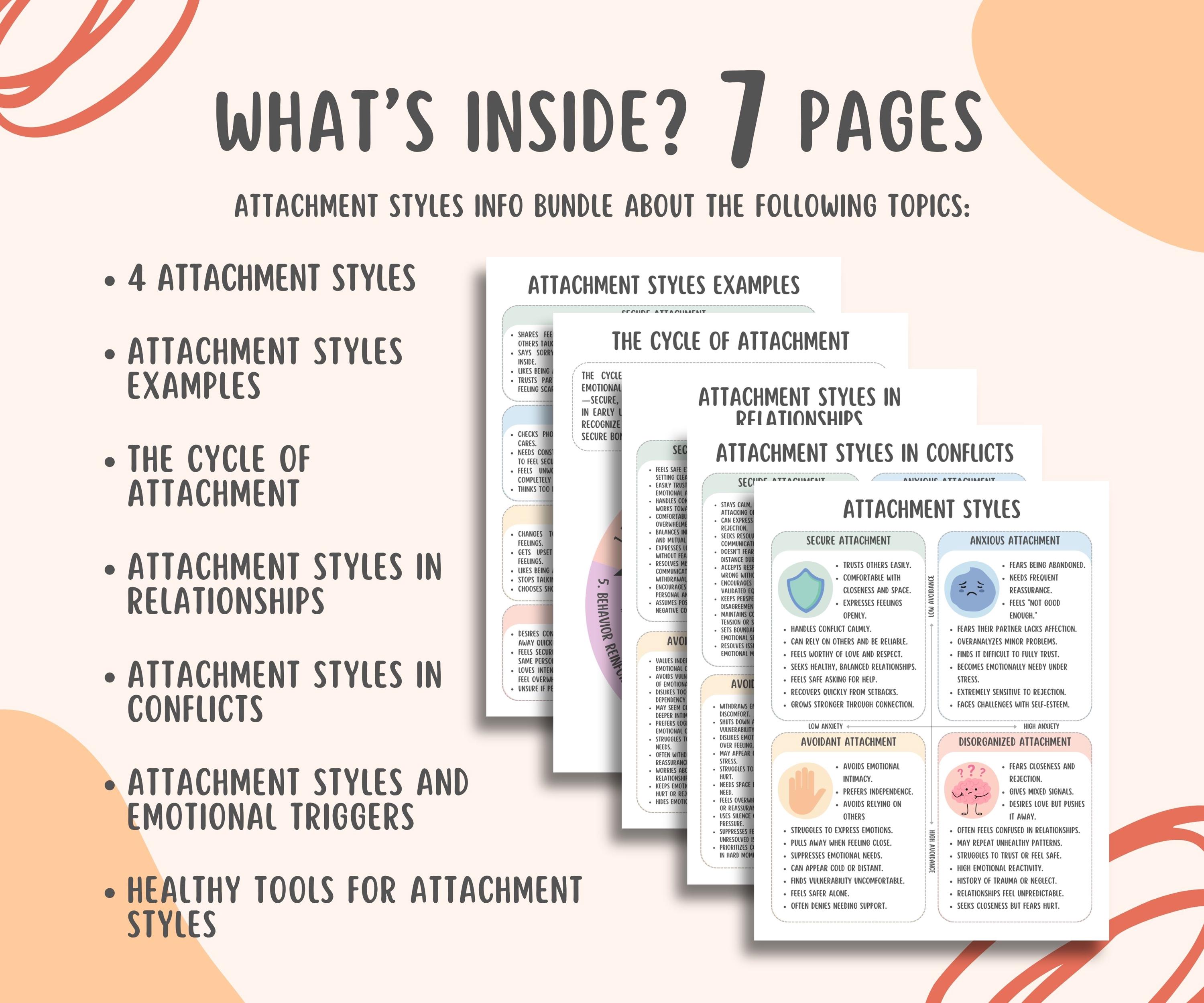 Attachment Styles Handouts (7 Pages) Relationship Patterns Print ...