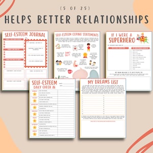 25 Self Esteem Worksheets Printables for Kids Teens, Confidence Mental ...