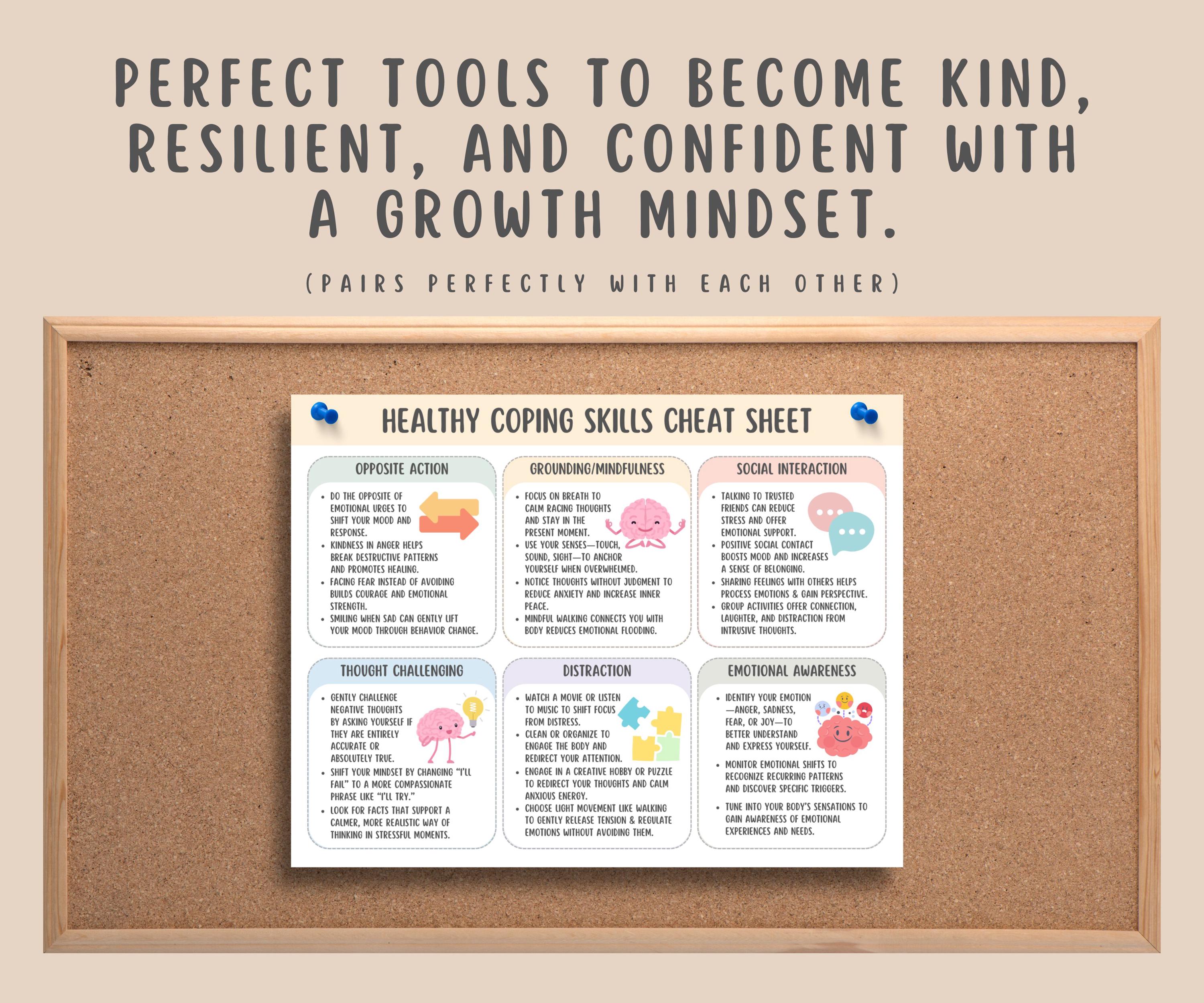 Healthy Coping Skills Cheat Sheet, Calm Down Corner Print, Anxiety Tool ...