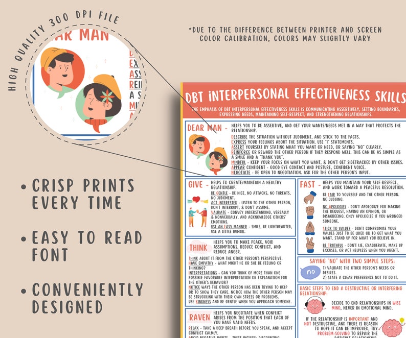 DBT Interpersonal Effectiveness Coping Skills Handout for - Etsy
