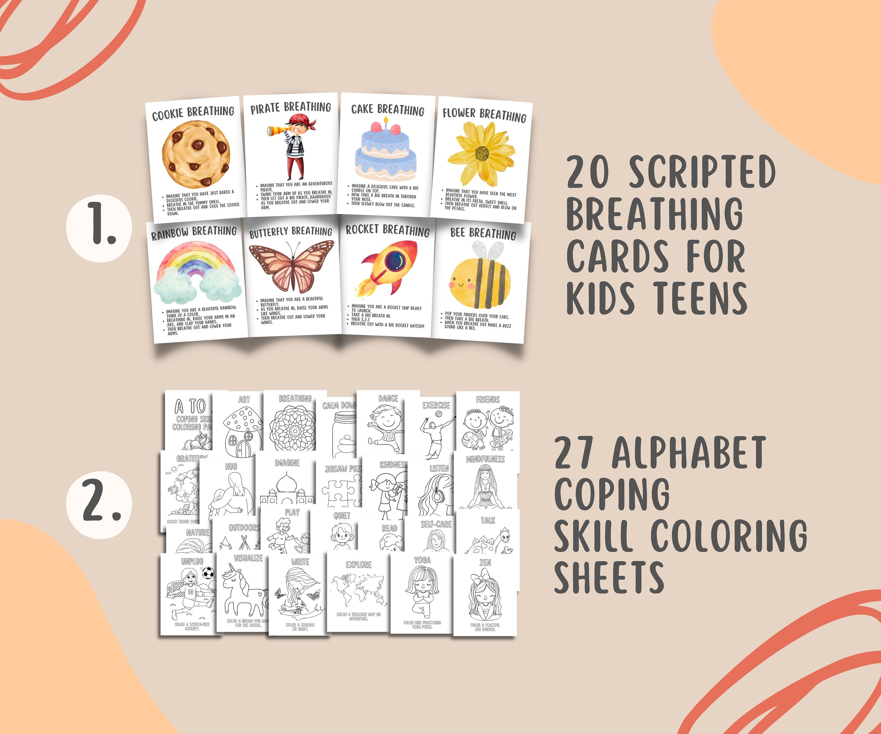 Coping Skills Bundle for Kids 238 Items Mindful Breathing Exercises ...