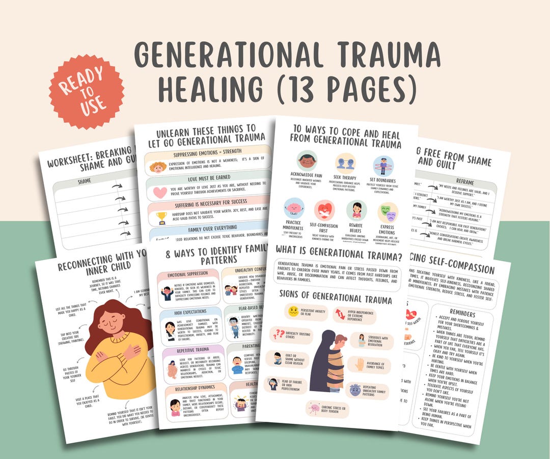 13 Generational Trauma Healing Worksheets, Inner Child Healing, Trauma ...
