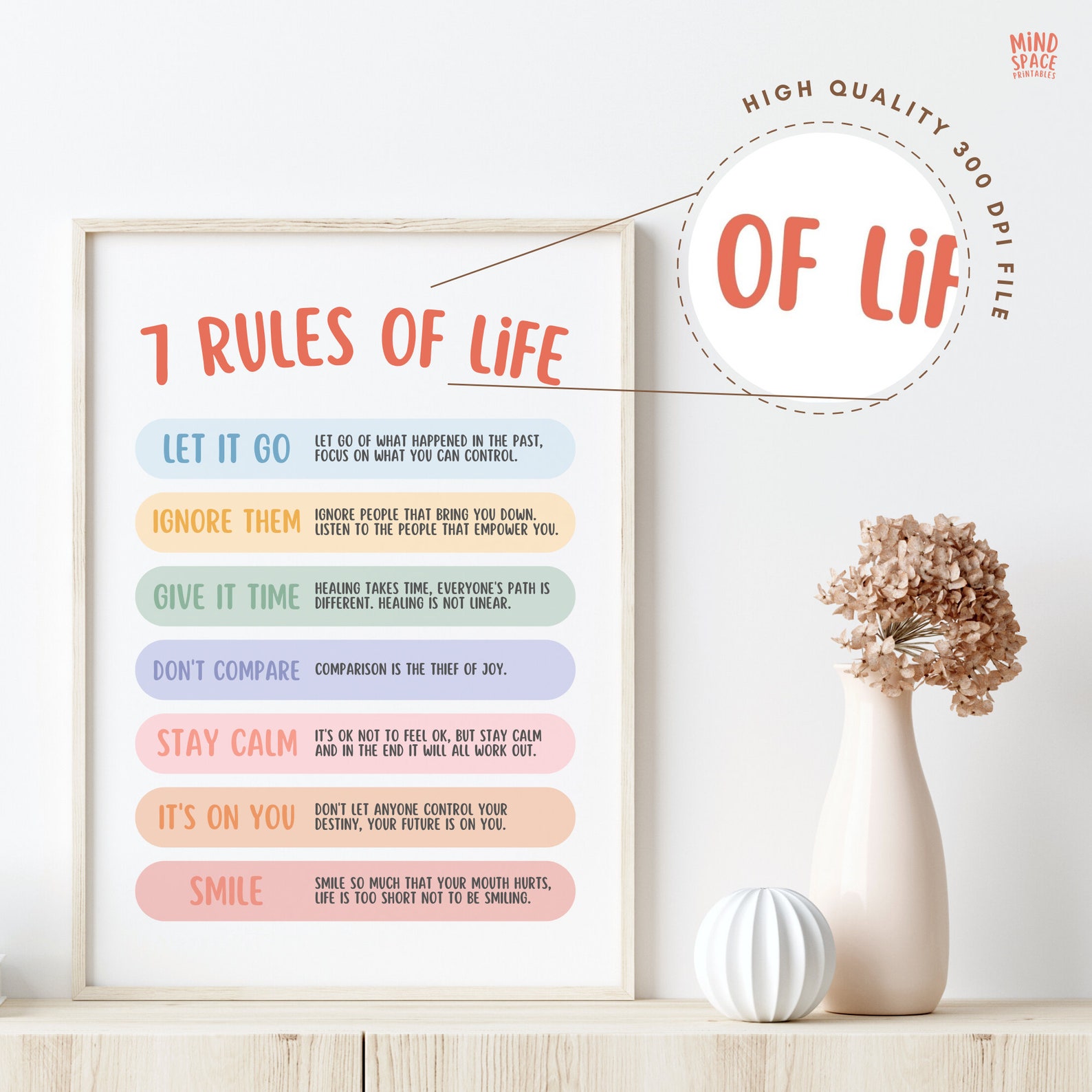 7 Rules of Life Poster Happy Affirmations Print Therapy - Etsy