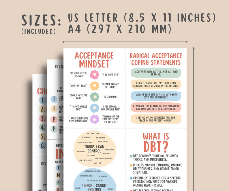 52 DBT Flashcards, Dialectical Behavior Therapy Coping Skills Cards ...