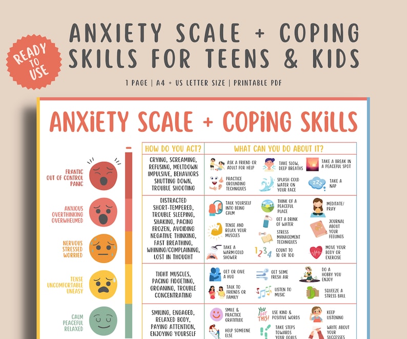 Anxiety Coping Skills for Teens Kids Stress Relief Anxious - Etsy Anxiety Coping Skills for Teens Kids Stress Relief Anxious - Etsy