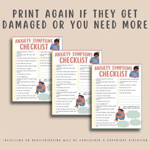 Anxiety Symptoms Checklist Worksheet for Kids Teens Children - Etsy