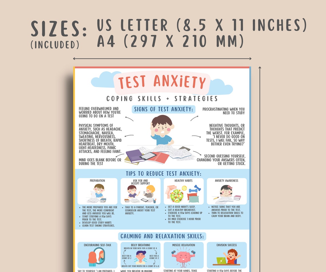 Test Anxiety Coping Skills Strategies Handout for Teens Kids - Etsy