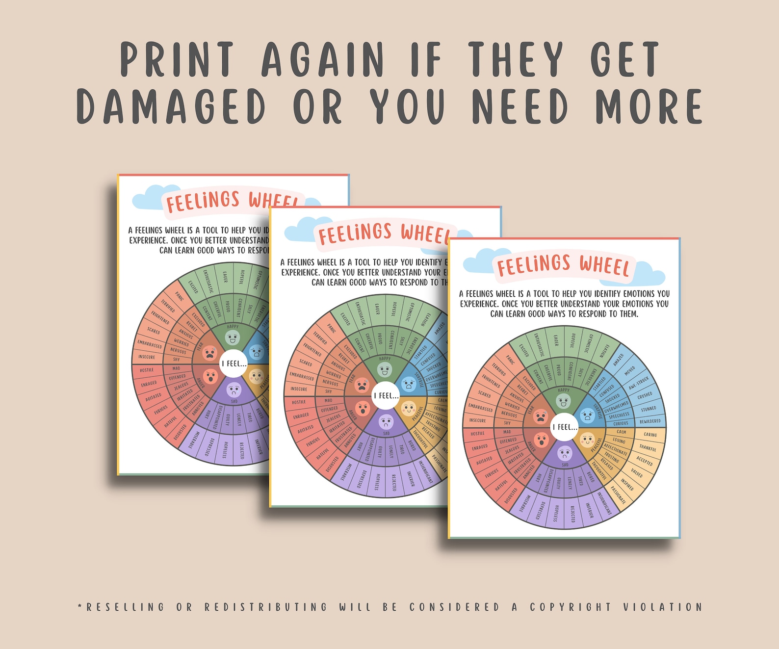 Feelings Wheel Print for Kids & Teens, Emotions Wheel Printable ...