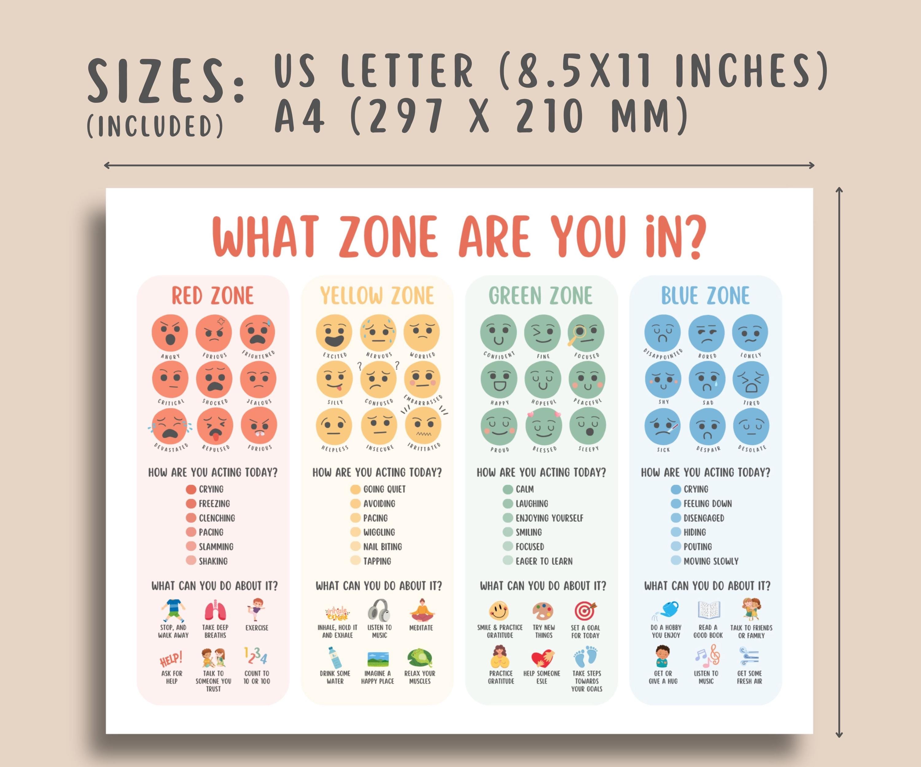 What Zone Are You In? + Coping Skills for Kids Teens, Emotional Zones ...