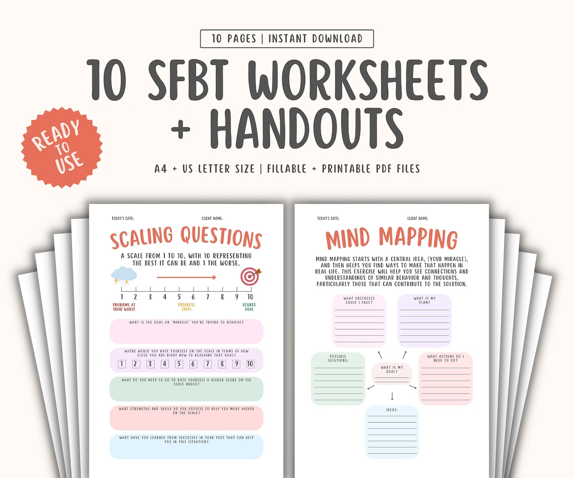 Solution Focused Therapy Worksheets SFBT Worksheets SFBT - Etsy