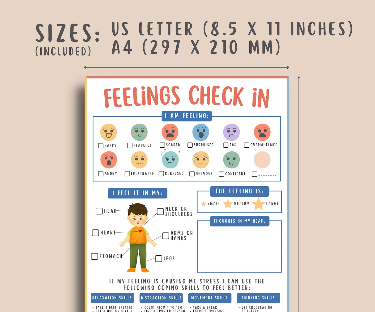 Feelings Check-in Worksheet Emotions Identification via - Etsy