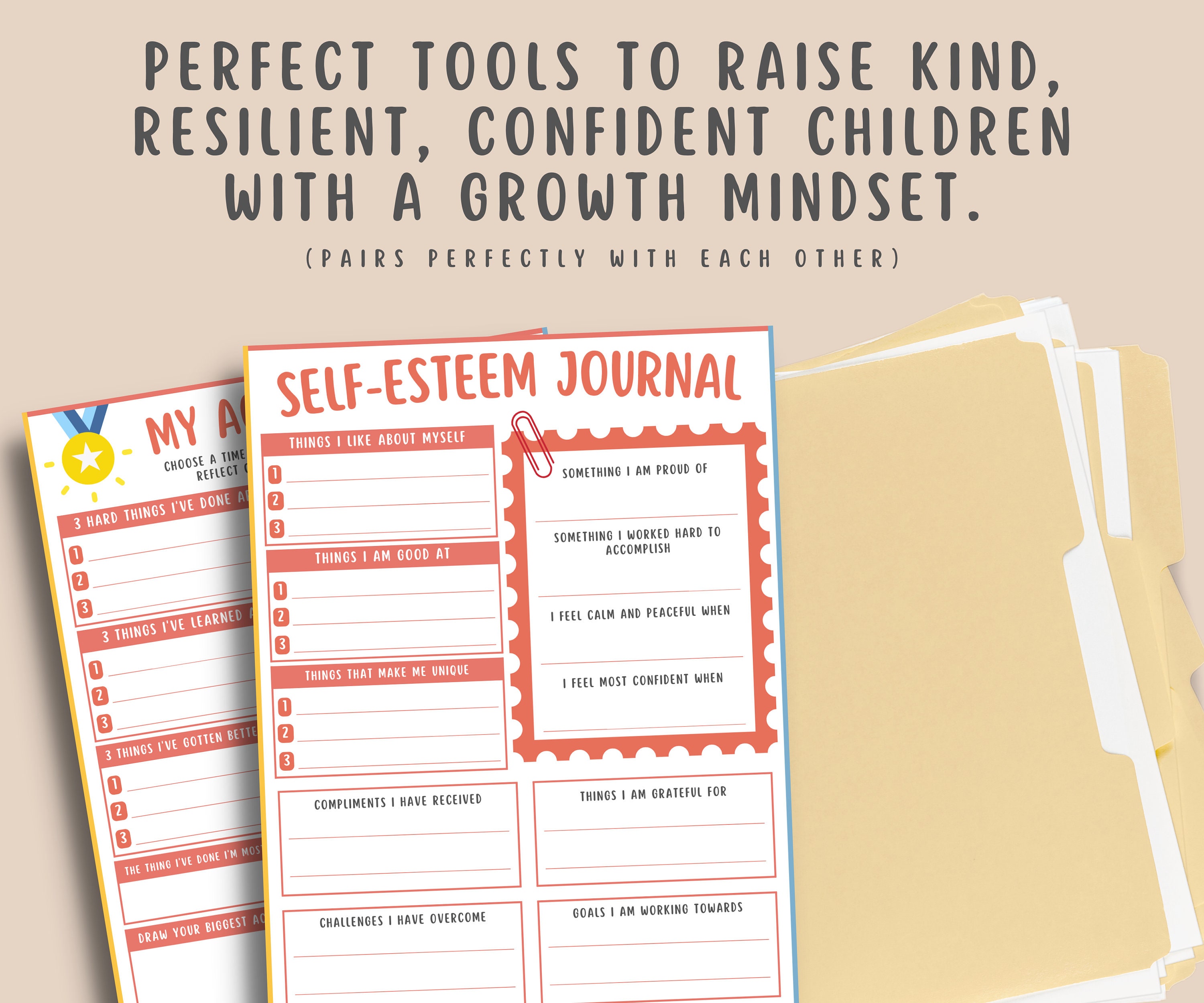 Self Esteem Journal Worksheet for Kids Teens, Growth Mindset Children ...