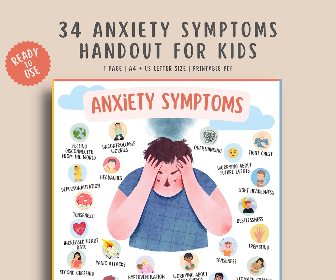 Anxiety Symptoms Handout Teens Kids, Stress Management Worksheet ...