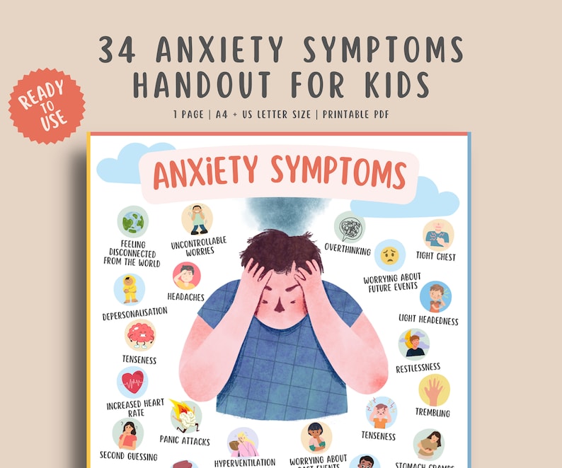 Anxiety Symptoms Handout Teens Kids, Stress Management Worksheet ...