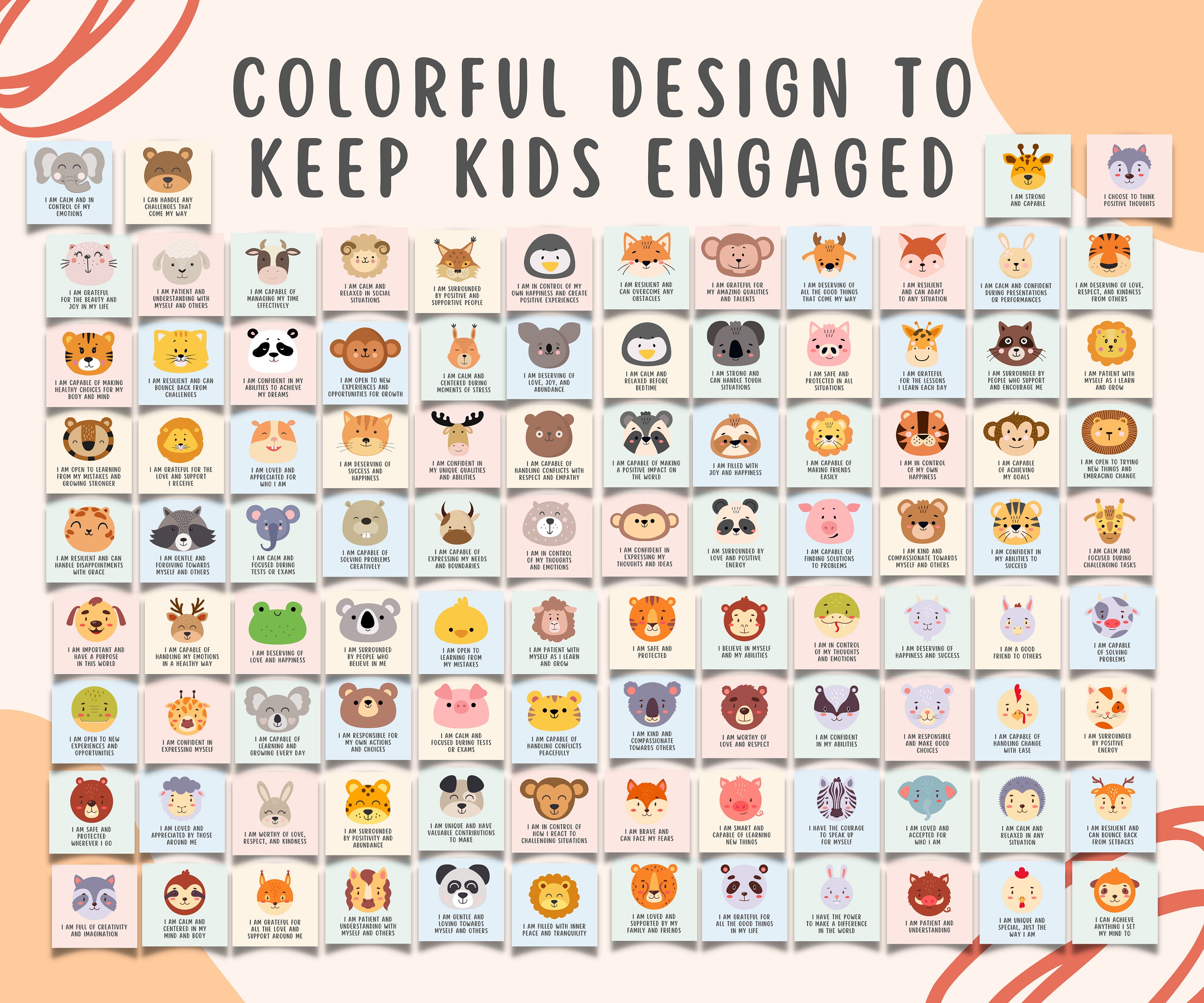 100 Positive Affirmation Calm Down Corner Cards for Kids Teens, Coping ...