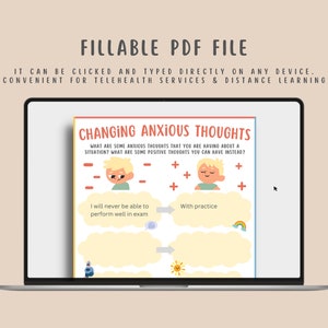 Changing Anxious Thoughts Worksheet for Kids and Teens, Challenging ...