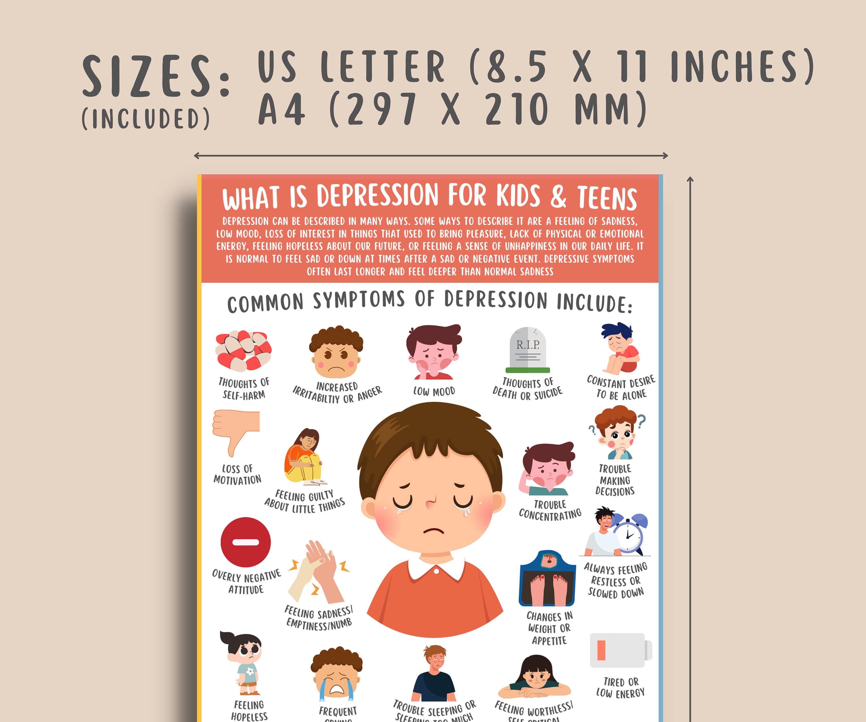 Depression Awareness Handout Kids Teens Mental Health - Etsy